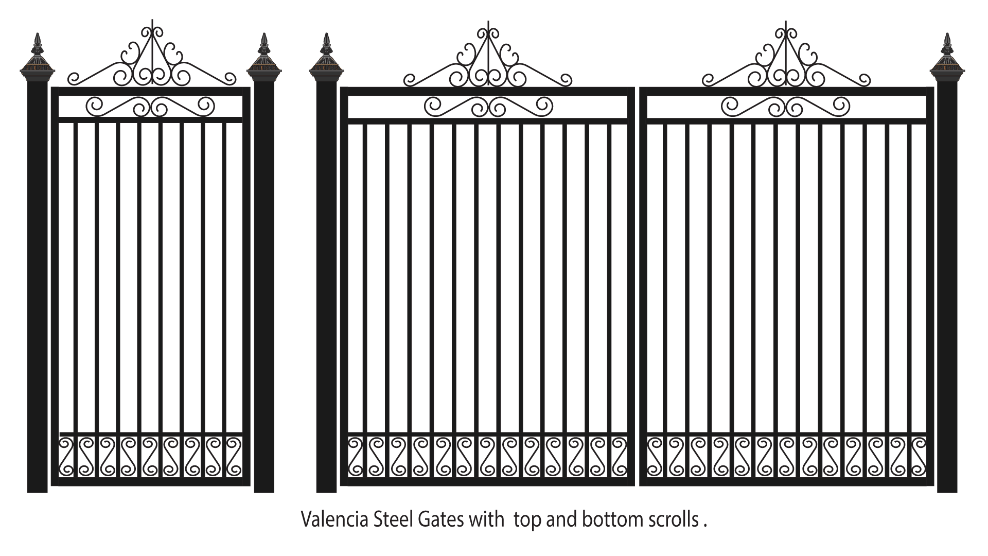 Steel Gates, wrought iron gates and metal fencing.